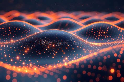 Digital Abstract Waves With Glowing Particles For Futuristic Design