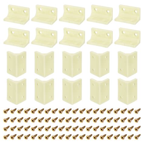 30pack 90 Degree Plastic Corner Braces 38x22x22mm Angle Brackets With Screws Beige Yellow