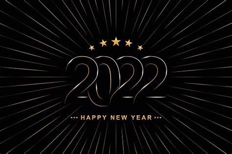 2022 년 새해 복 많이 받으세요 우아한 디자인 검은 배경에 황금 2022 로고 번호의 벡터 일러스트 2022 년 완벽한 타이포그래피 날짜 럭셔리 디자인과 새해 축하를