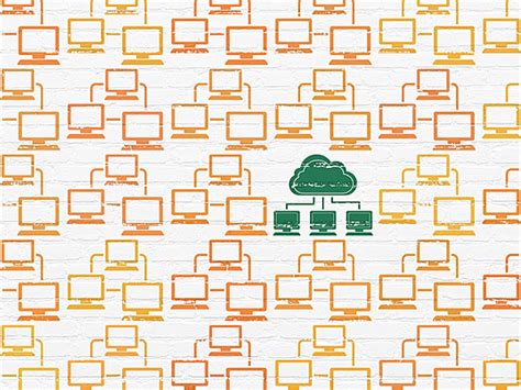 Wall Backdrop Showcasing Cloud Computing Iconic Cloud Network Design