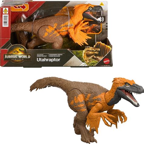Mattel Jurassic World Rebirth Wild Roar Utahraptor Dinosaur Toy Tail