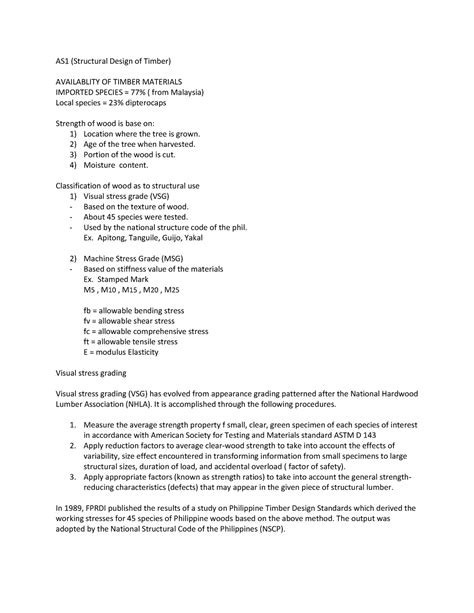 Timber Lecture Notes AS Structural Design Of Timber AVAILABLITY OF TIMBER MATERIALS