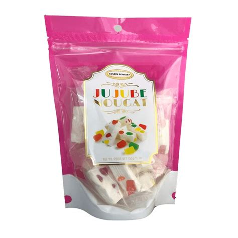 Golden Bonbon Italian Jujube Nougat Gluten Free Candy Soft Chewy With Fruity Jelly