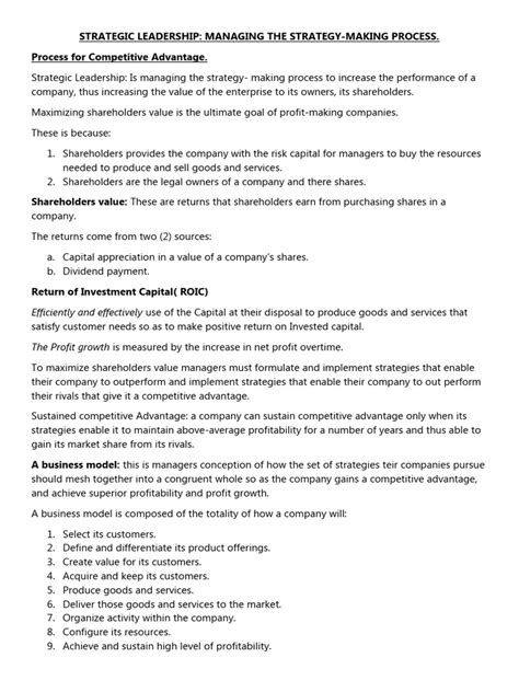 Strategic Management Theory Pdf Strategic Management Competitive