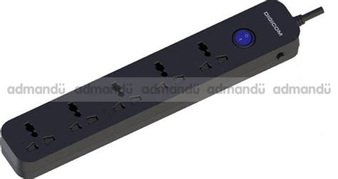 Digicom Surge Protector 5 Universal Extension Socket Black Dg V50