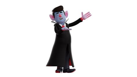 3d Illustration Romantic Vampire 3d Cartoon Character Vampire Is