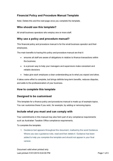 Policies And Procedures Template