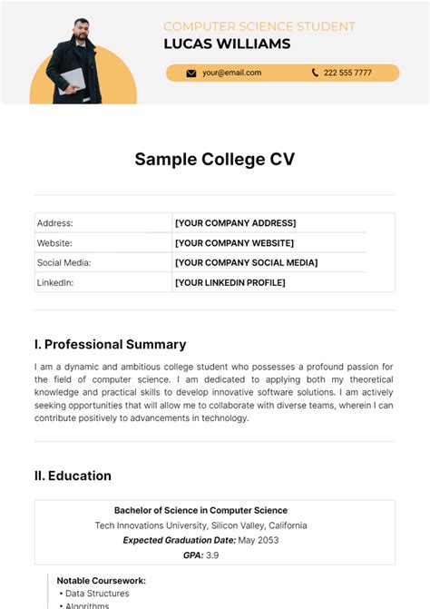 Free College Cv Templates To Edit Online And Download