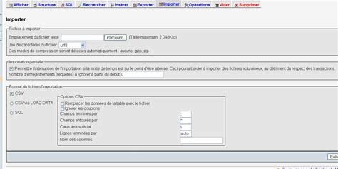 Importation Fichier Csv Dans Easyphp Administration Mysql