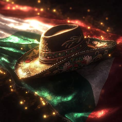 Mexican Cowboy Hat On Flag Premium Ai Generated Image