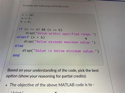 solved consider the following matlab code x 10 2 b 6