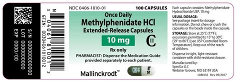 Methylphenidate Er Capsules Package Insert Prescribing Info