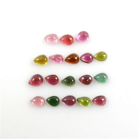 Multi Color Tourmaline Cab Pear Shape 4x3mm Approximately 3 Carat