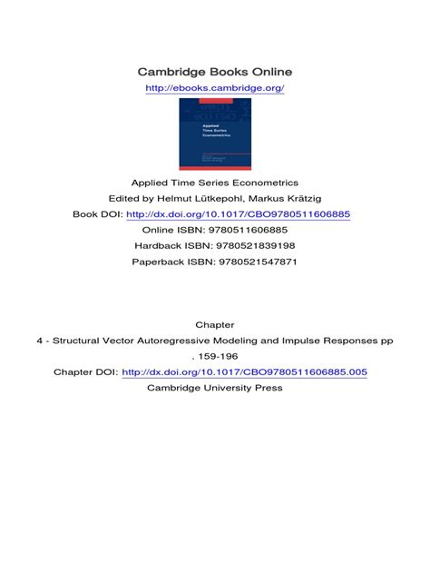 Structural Vector Autoregressive Modeling And Impulse Responses Pdf