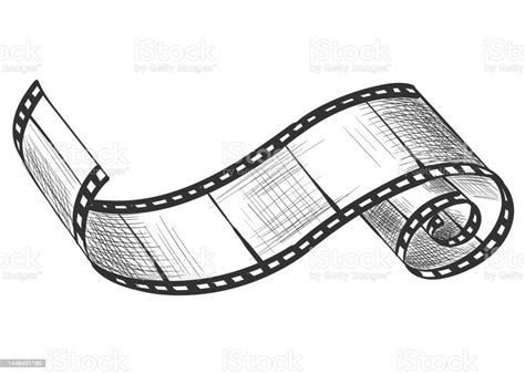 필름 스트립 프로젝션 영화 및 영화 디자인을 위한 Shaddow가 있는 빈 필름 스트립 테이프 흰색 배경에 격리된 벡터 단색 요소 스포츠 유니폼에 대한 스톡 벡터 아트 및