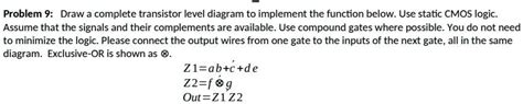 Solved Problem 9 Draw A Complete Transistor Level Diagram To