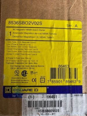 Square D 8536sbo2v02s Ac Magnetic Nema Size 0 Starter Open Type 3 Pole