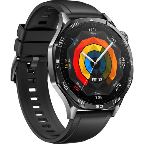 Huawei Watch Gt Mm Stainless Steel Case Smartwatch Black Fluoroelastomer Strap Jb Hi Fi