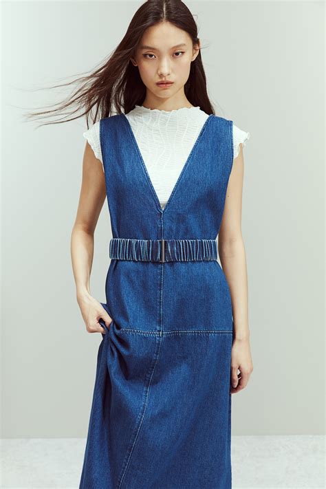 벨티드 드레스 다크 데님 블루 여성 Handm Kr 벨티드 드레스 다크 데님 블루 여성 Handm Kr