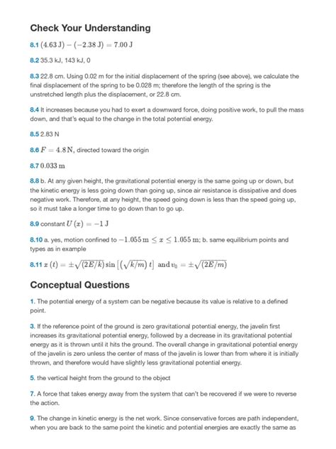 Answer Key Chapter 8 Pdf Potential Energy Kinetic Energy