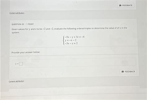 solved content attributionquestion 23 1 ﻿pointgiven values