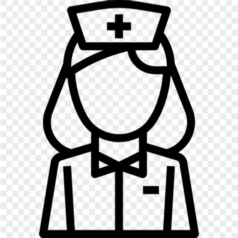 A Black And White Clipart Image Of A Nurse Wearing A Traditional