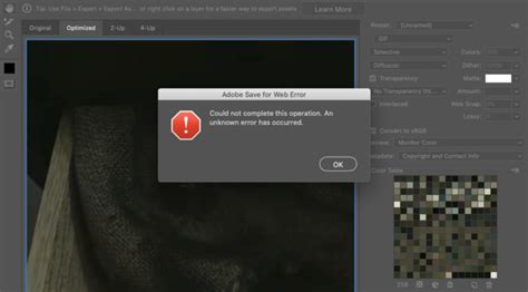 fix adobe save for web error on windows pc