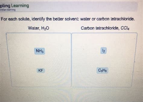 Solved For Each Solute Identify The Better Solvent Water Or Chegg Com