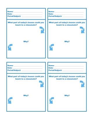 Exit Tickets Templates PDF