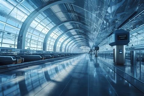 Airport Terminal Escalator Neural Network Ai Generated Stock