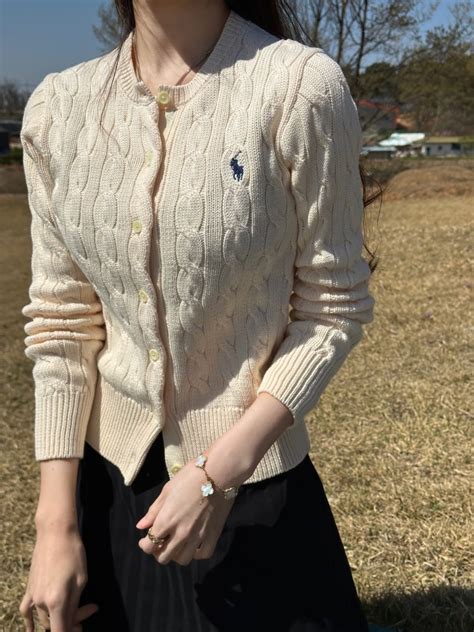[공구 마켓] 폴로 꽈배기 가디건 폴로 피마코튼 가디건 여성 정품 공구해요 여친선물 커플템 추천 사이즈 별 착샷과 공구가격 링크있어용 네이버 블로그