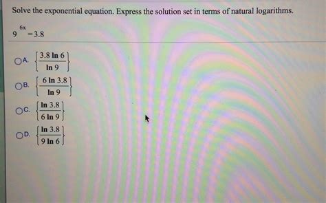 Solved Solve The Exponential Equation Express The Solution Chegg Com