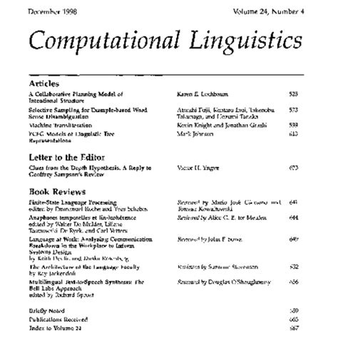 Computational Linguistics Volume 24 Number 4 December 1998 Acl Anthology