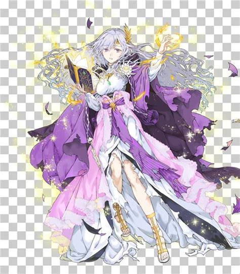 نقاشی انیمه دختر زیبا با لباس بنفش و کتاب جادویی 1663766