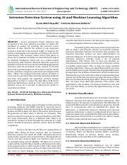 Intrusion Detection System Using AI And Pdf International Research Journal Of Engineering And