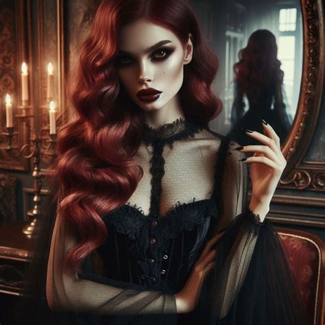 Gothic Red Hair Woman Fotos