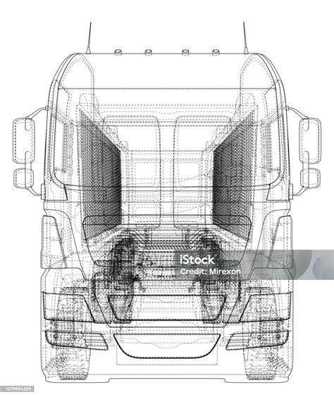 투명한 배경 물류 운송 및 화물 운송 산업 상업 개념 와이어 프레임에 티퍼 트럭 3d의 그림을 만들었습니다 세미 트럭에 대한 스톡 벡터 아트 및 기타 이미지 Istock