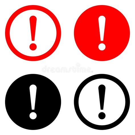 Exclamation Mark Vector Icon Set Red And Black Circle Warning Sign Attention Alert Danger