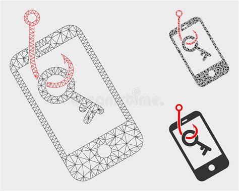 Smartphone Key Phishing Vector Mesh Carcass Model And Triangle Mosaic Icon Stock Vector