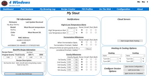 Edit Session Information Tilt 4 Windows