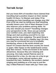 Ted Talk Script Ted Talk Script Did You Know 83 Of Travellers Have