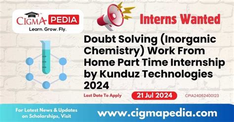 Doubt Solving Inorganic Chemistry Work From Home Part Time Internship By Kunduz Technologies