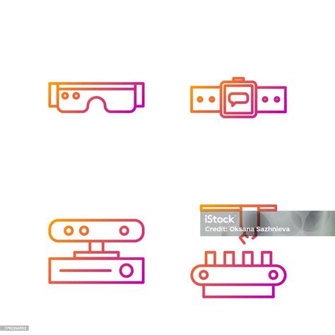 Set Line Factory Conveyor System Belt Motion Sensor Smart Glasses And Smartwatch Gradient Color