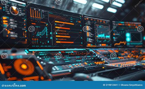 Advanced Command Center With High Tech Interface Screens And Data Analytics Stock Image Image