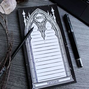 Gothic Notepad Gothic Arch Stationery Dark Academia Notepad Dark