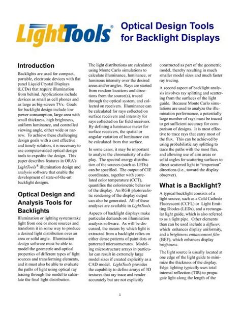 Lighttools Optical Design Tools For Backlight Displays