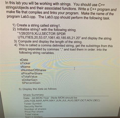 solved in this lab you will be working with strings you