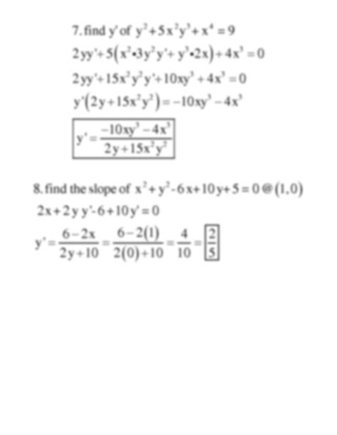 solution explicit and implicit differentiation practice test with
