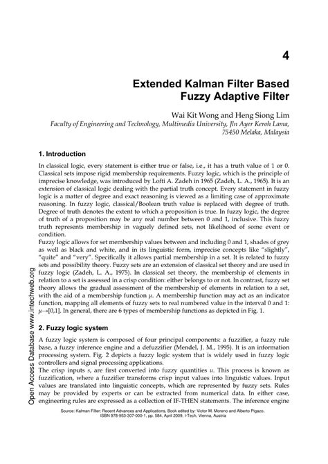 Pdf Extended Kalman Filter Based Fuzzy Adaptive Filter