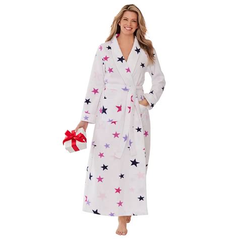 Dreams And Co Womens Plus Size Plush Wrap Robe